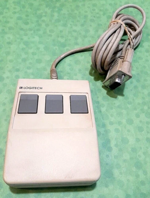 VINTAGE 1985 LOGITECH C7-3F-9F 3 Button Serial Port Computer Mouse ...