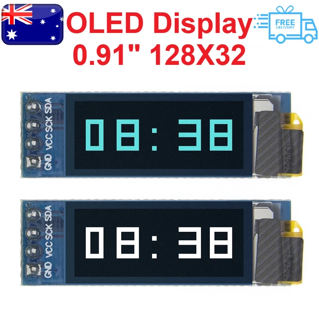 Oled Display 091and 128x32 Blue White I2c Iic Ssd1306 Arduino Rasp Pi Soldered 750 Picclick Au 