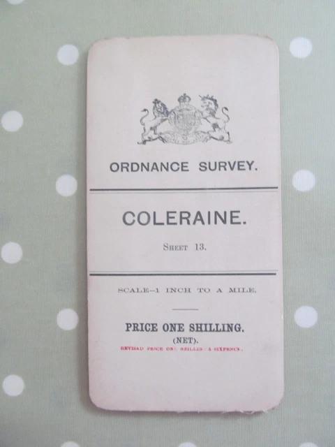 VINTAGE ANTIQUE ORDNANCE Survey Map Coleraine N Ireland Os White ...