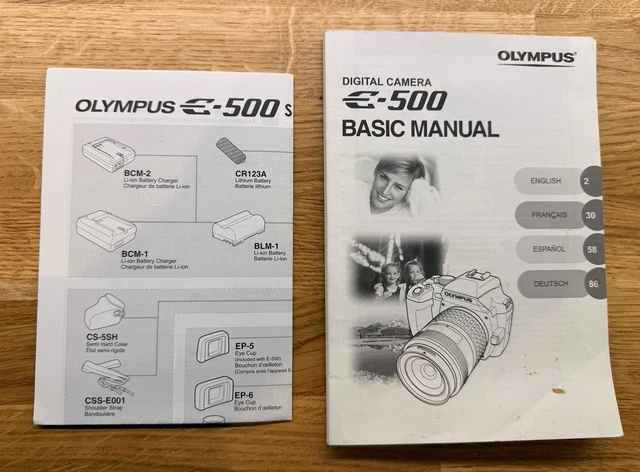 OLYMPUS EVOLT E-500 8MP Digital SLR Camera Basic Manual & E-500 System ...