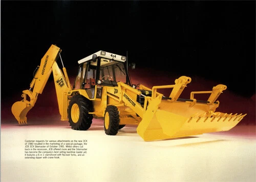 BROCHURE POSTER TRACTEUR vintage JCB 3CX 4x4 pelleteuse arrière salle d ...
