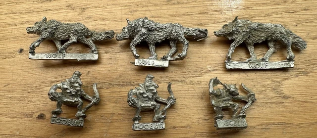 CITADEL GW WARHAMMER-1985 GOBLIN WOLF RIDERS- ARCHERS- LOT OF SIX-Lot ...