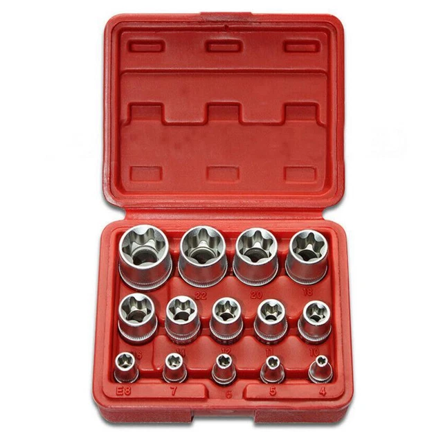 TORX STAR FEMALE Bit Socket Set Hand Tool Kit 1/2'' 3/8'' 1/4'' Drive ...