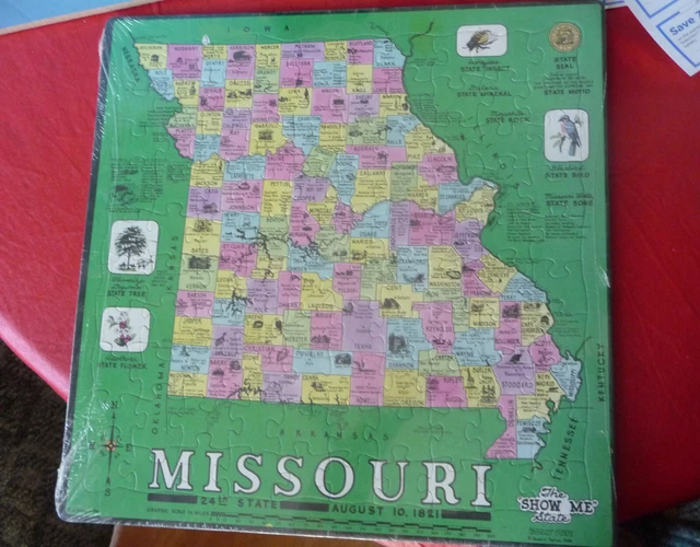 PUZZLIN’ STATE MISSOURI Jigsaw Puzzle Map~Austin-Peirce Vintage 1986 ...