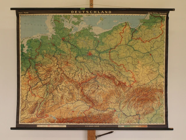 SCHOOL WALL MAP wall map rolling map Germany 1937 vs 1964 128x98 cm ...