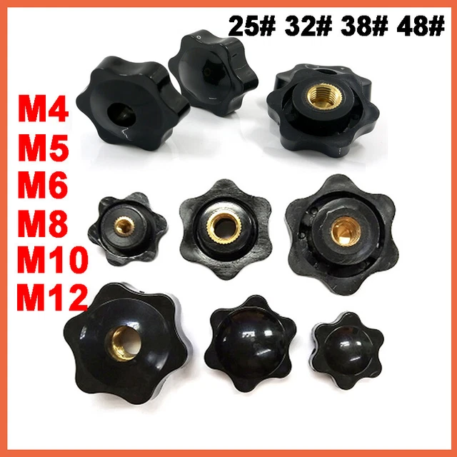 M4/M5/M6/M8/M10/M12 CLAMPING NUTS Female Thread Plastic Star Knob ...