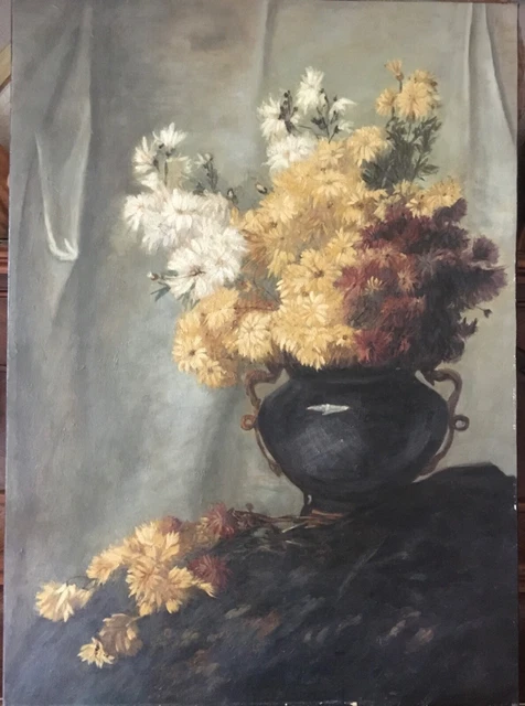 ANCIEN IMPORTANT TABLEAU Huile Sur Toile Bouquet De Fleurs EUR 180,00 - PicClick FR
