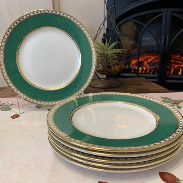 &WEDGWOOD ETRURIA POWDER Green Yulander 17.5cm Cake Plates Set of 6" £ ...