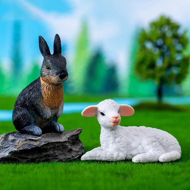 1PC SIMULATION MINI Cute Wild Animals Model Horse Cow Sheep Doll Figure ...