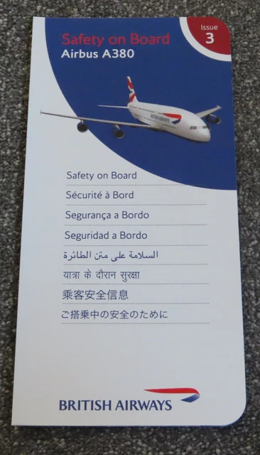 BRITISH AIRWAYS AIRBUS A380 Airline Safety Card Issue 3 £3.83 - PicClick UK