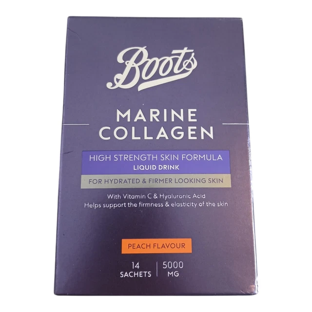 BOOTS MARINE COLLAGEN - Skin Formula Liquid Drink - 14 Sachets-PEACH ...