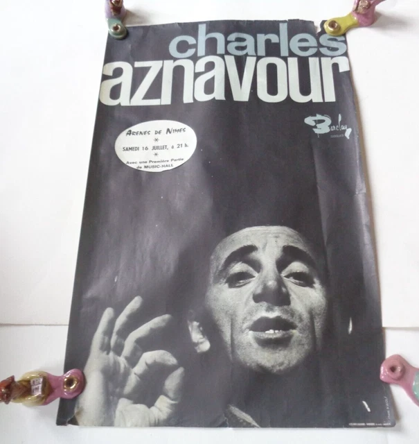 RARE AFFICHE DE concert Charles Aznavour par disque Barclay vers 1965 ...