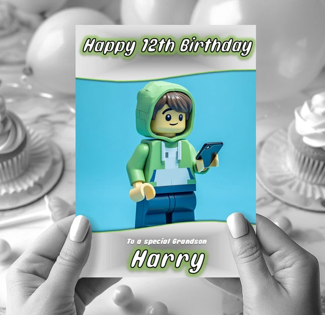 PERSONALISED BOYS BIRTHDAY Card Son Grandson Lego Inspired Teenager A5 ...