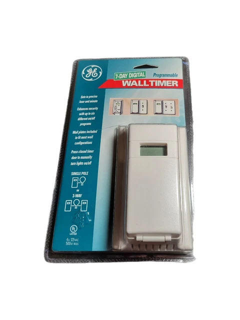 GE SUNSMART 7 Day Programmable Digital Wall Timer Single Pole or 3 Way ...