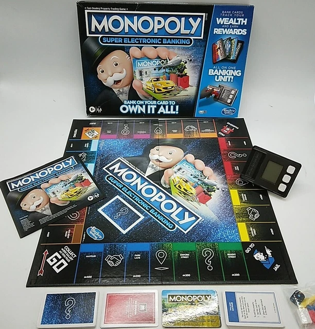 MONOPOLY SUPER ELECTRONIC Banking, Family Board Game, Hasbro Gaming ...