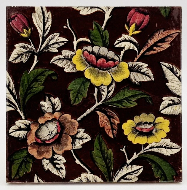 ANTIQUE FIREPLACE TILE Pickersgill & Frost Transfer Print & Tint Tile ...