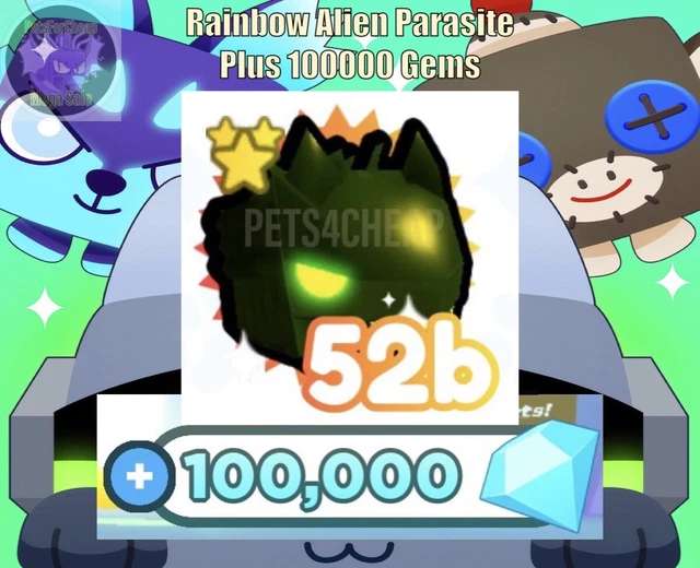 ROBLOX PET SIMULATOR X Mythical Rainbow Alien Parasite (+ Bonus 100000 ...