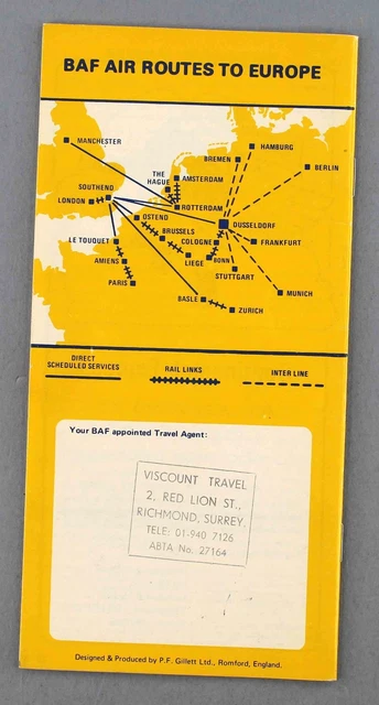 BAF BRITISH AIR Ferries Airline Timetable Winter 1978/1979 £29.95 ...
