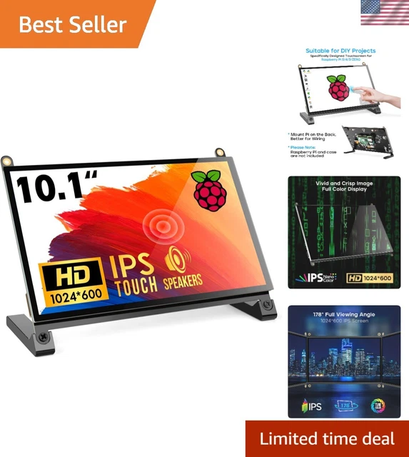 10.1& RASPBERRY PI Touchscreen Monitor, FHD IPS, HDMI, Dual Speakers ...