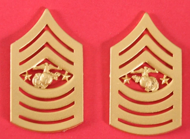 USMC CHEVRON SATIN GOLD SERGEANT MAJOR of the MARINE CORPS E-9 E-10 $48 ...