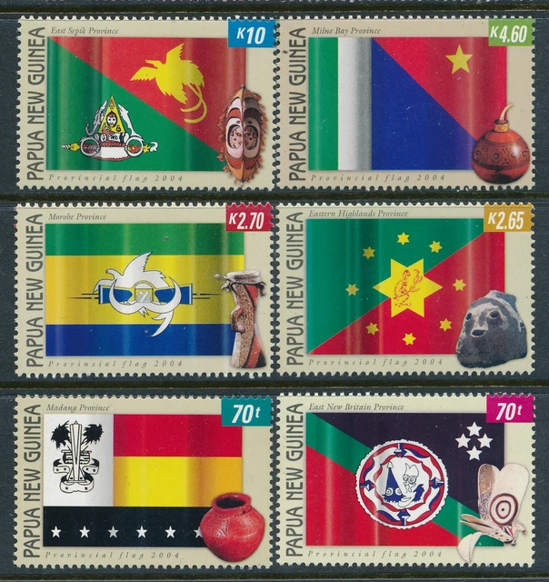 2004 PAPUA NEW Guinea Provincial Flags Part Ii Set Of 6 Fine Mint Mnh ...