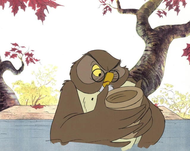 DISNEY WINNIE THE Pooh- Owl- Original Production Cel with Matching ...