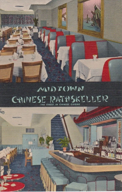 MIDTOWN CHINESE RATHSKELLER NYC Vintage Restaurant Advertising~Bar ...
