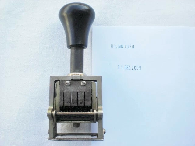 ALTER STEMPEL DATUMSTEMPEL Stativstempel 70er Jahre EUR 27,50 - PicClick DE