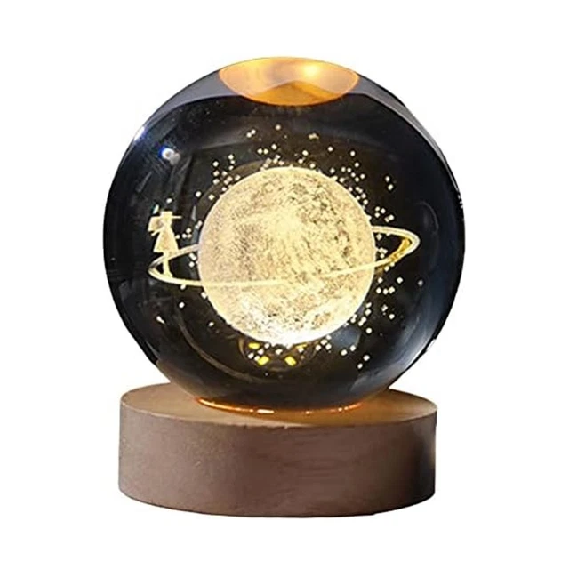 LED 3D ENGRAVED Galaxy Night Light Starry Glass Sphere Lamp with ...