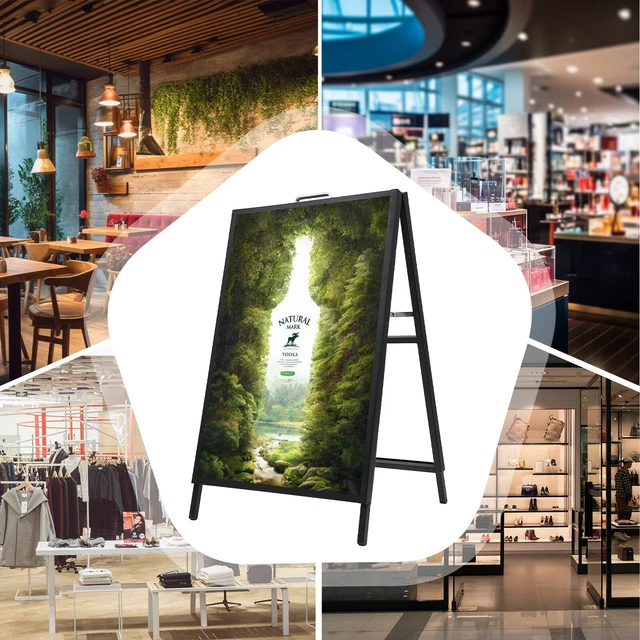 ADVERTISING POSTER STAND Double Sided Black A-frame Display Snap Sign ...