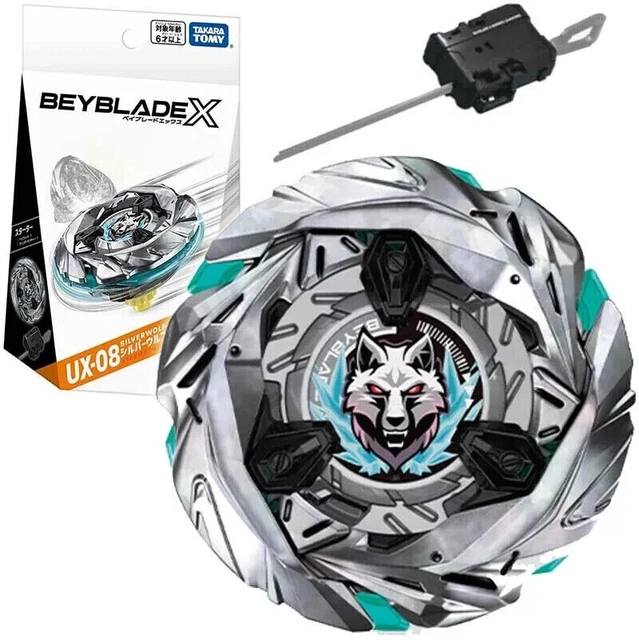 UK STOCK TAKARA Tomy Beyblade X Beyblade X UX-08 Starter Silver Wolf 3 ...