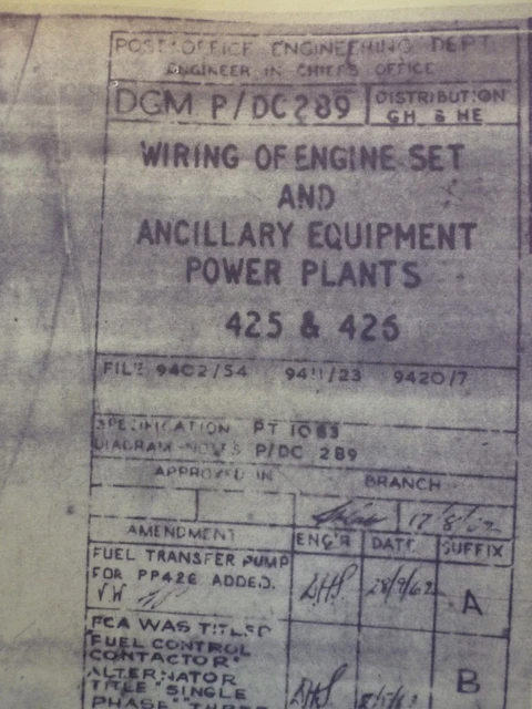 GPO STROWGER WIRING Of Engine Set And Power Units 424 And 426 £5.99 ...