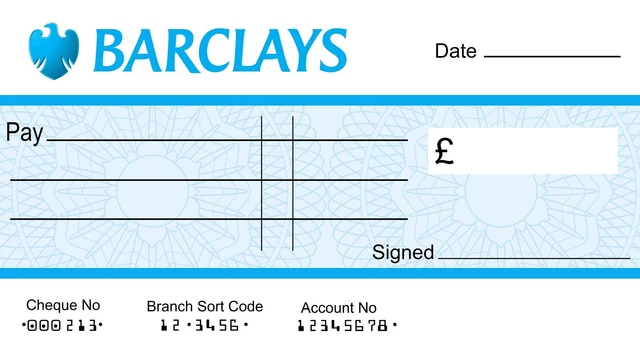 LARGE JUMBO BARCLAYS BLANK CHEQUE (3 SIZES) for Charity- Presentation £ ...