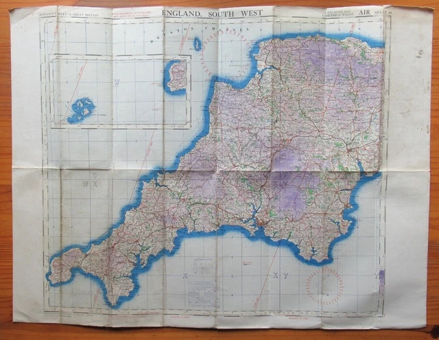 RAF WAR OFFICE 1942 Ordnance Survey Mappa Aerea SUD OVEST Foglio 10 ...