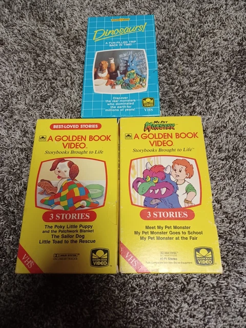 3 GOLDEN BOOK Video Kids VHS Tapes - My Pet Monster Dinosaurs! £9.42 ...