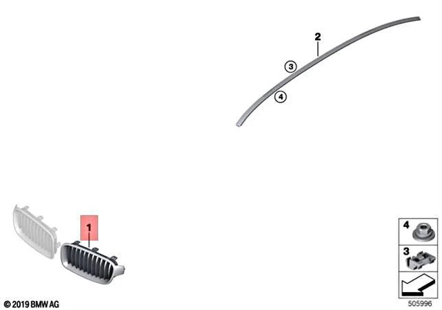 GENUINE BMW F30 F30N Front Radiator Kidney Sport Grille Right OEM ...