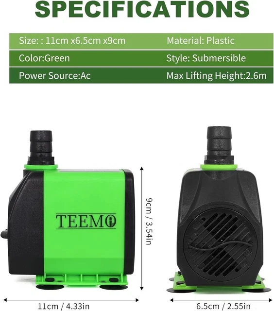 AQUARIUM SUBMERSIBLE WATER Pump: 2500L/H 45W Quiet Adjustable with 1.9M ...