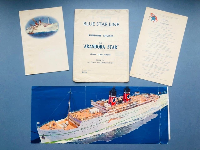 BLUE STAR LINE Arandora Star 1930'S Deck Plan, Menus Etc. EUR 35,15 ...