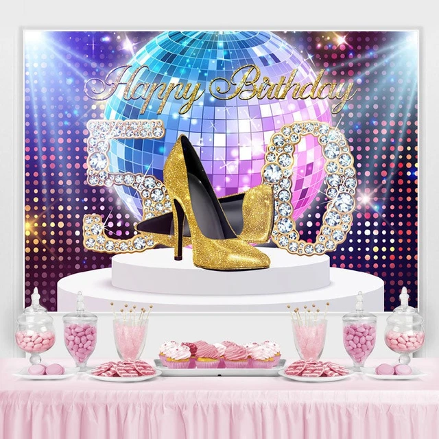 GLITTER COLORFUL THEMED Happy 50Th Birthday Backdrop $36.09 - PicClick AU