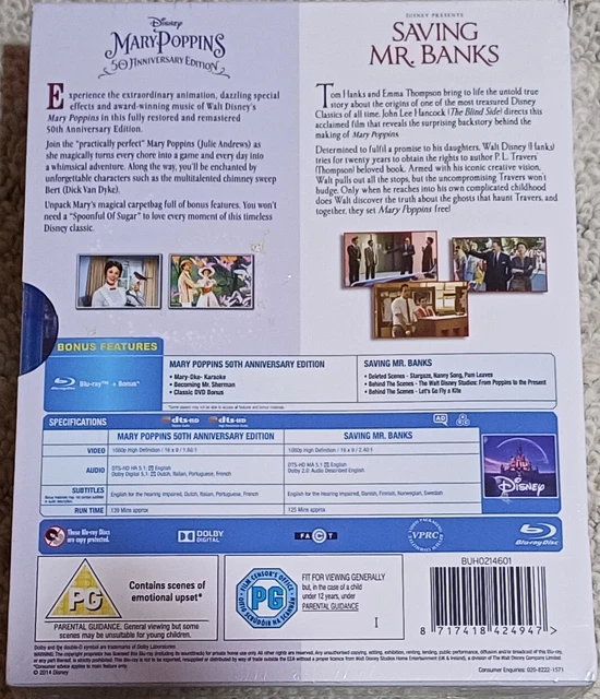 SAVING MR BANKS + Mary Poppins Blu-Ray 2 Movie Collection Boxset New ...
