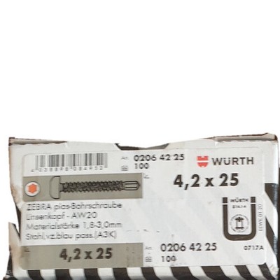 ART. 02064225 WÜRTH Zebra Pias Bohrschraube Stahl Schrauben 4,2x25 AW ...