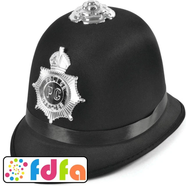 BRISTOL NOVELTY BLACK Satin Police London Bobby Hat Mens Fancy Dress ...