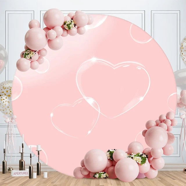 PINK LOVE BALLON Round Birthday Party Backdrop $35.97 - PicClick AU