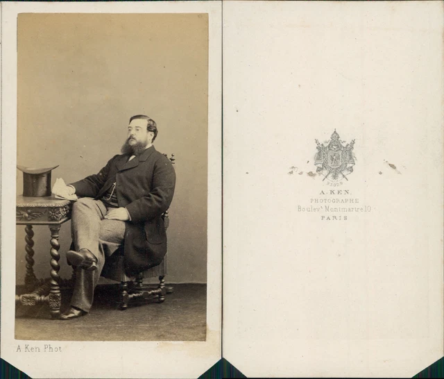 KEN, PARIS, PORTRAIT d'homme Vintage CDV albumen carte de visite CDV, t ...