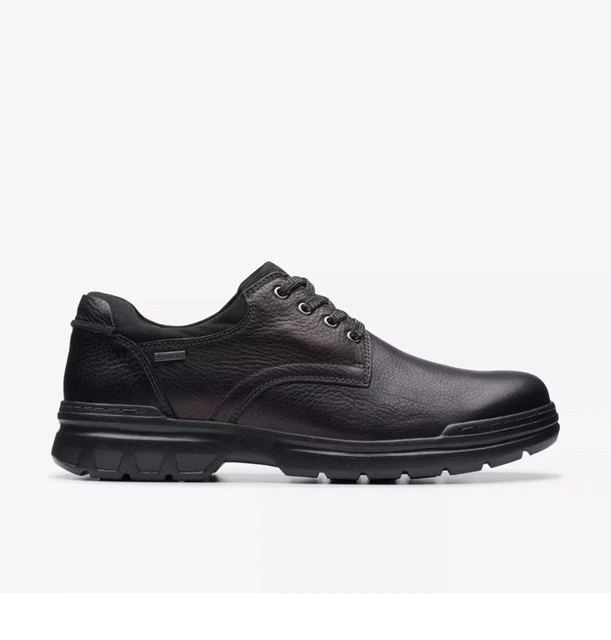 BNIB MENS CLARKS ROCKIE WALK GTX Black Waterproof Leather Shoes UK 9.5 ...