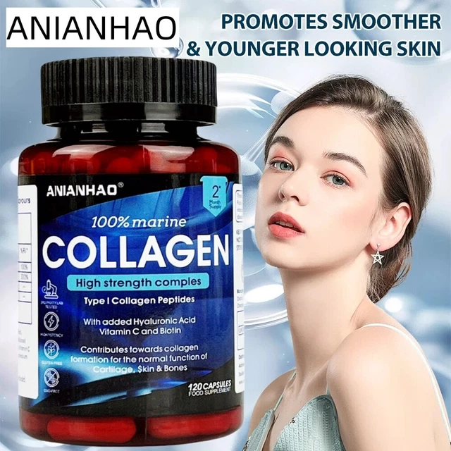 1200MG MARINE COLLAGEN Capsules(Type 1,Max Strength),120 Capsules for ...
