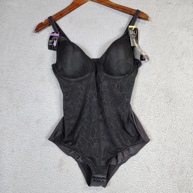 BALI BODY SHAPER Womens 38B Black Lace Ultra Light Firm Control Body ...