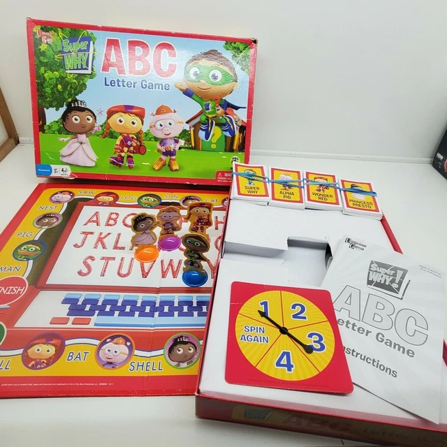 SUPER WHY ABC Letter Board Game Educational COMPLETE PBS KIDS Ages 3 ...