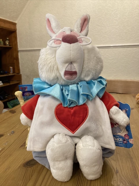 DISNEY STORE ALICE In Wonderland White Rabbit w/Horn Plush Stuffed Toy ...