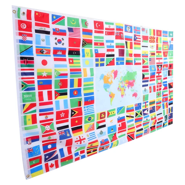 FLAGS OF THE World Poster Country Banner Backdrop Background Cloth ...